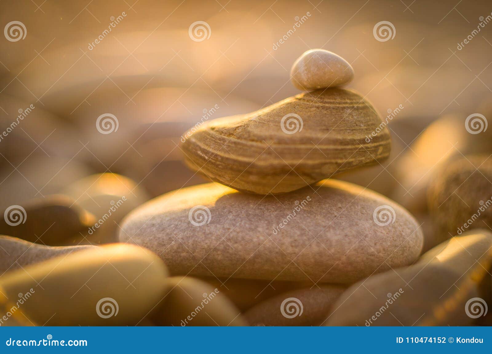 Stack of Zen Stones on Pebble Beach Stock Photo - Image of landscape ...