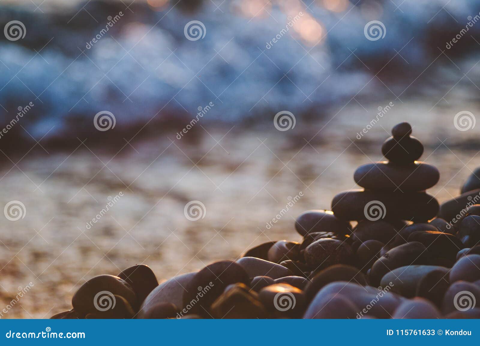 Stack of Zen Stones on Pebble Beach Stock Image - Image of relax ...