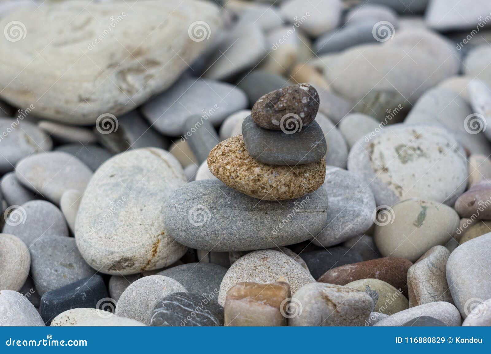 Stack of Zen Stones on Pebble Beach Stock Image - Image of stability ...