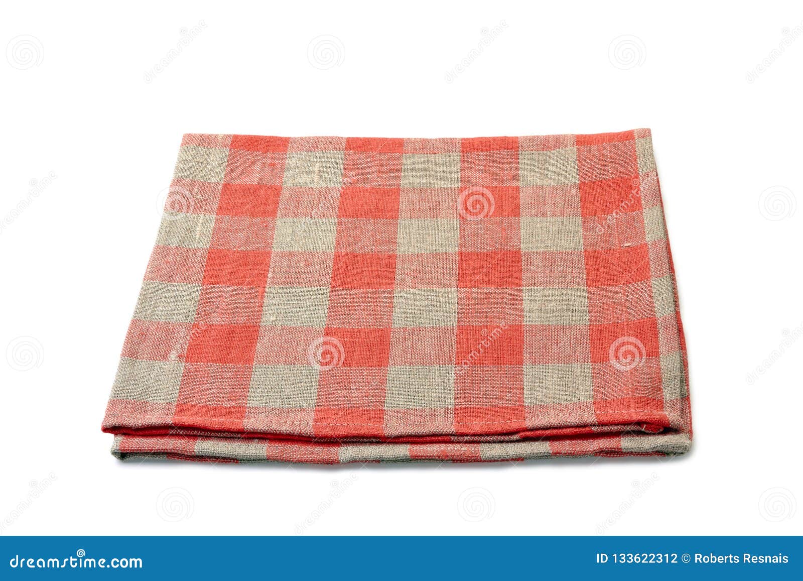 Folded Red-checkered Textile Napkin on White Background Stock Photo ...