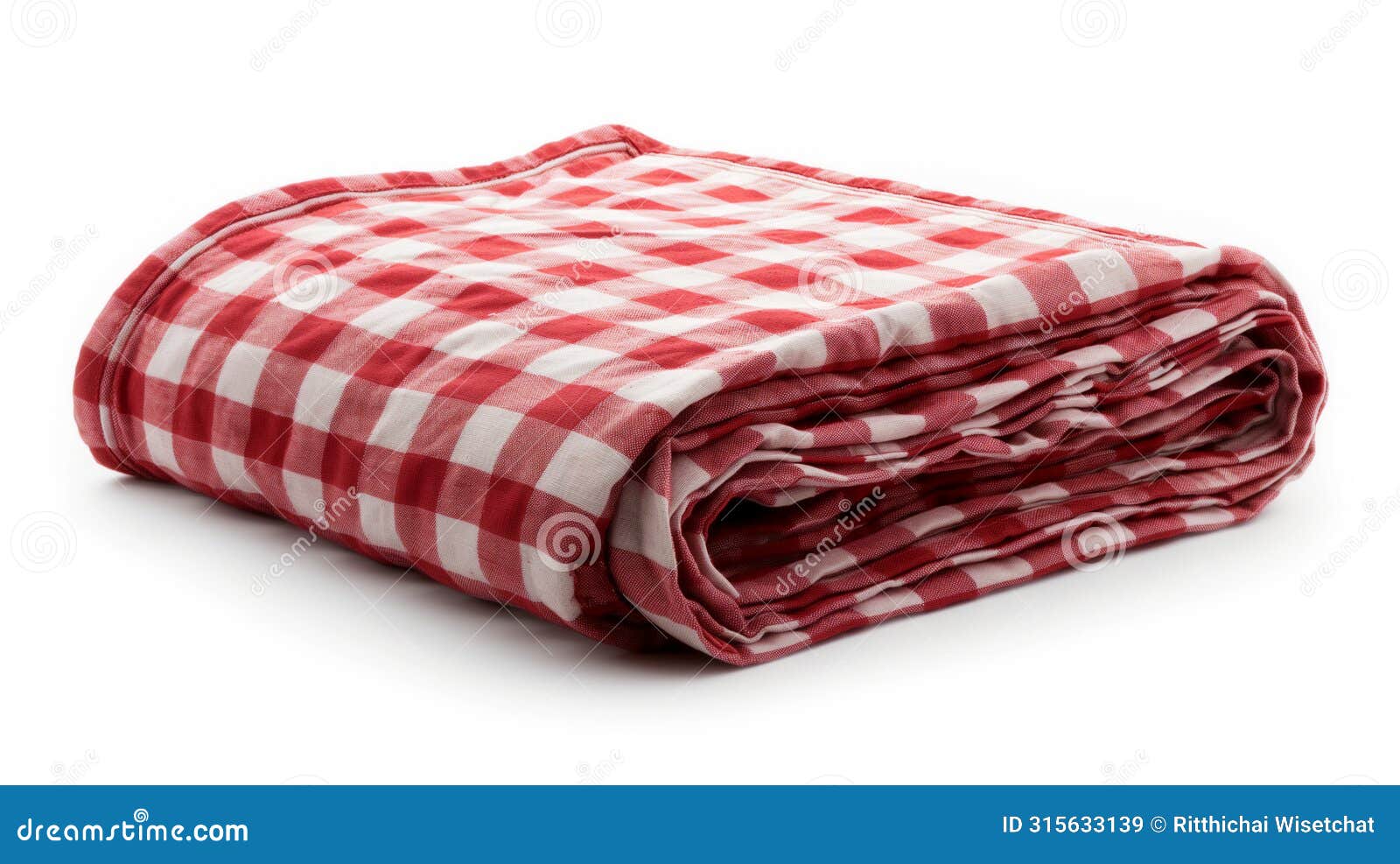 Folded Red and White Checkered Blanket on a White Background, Classic ...