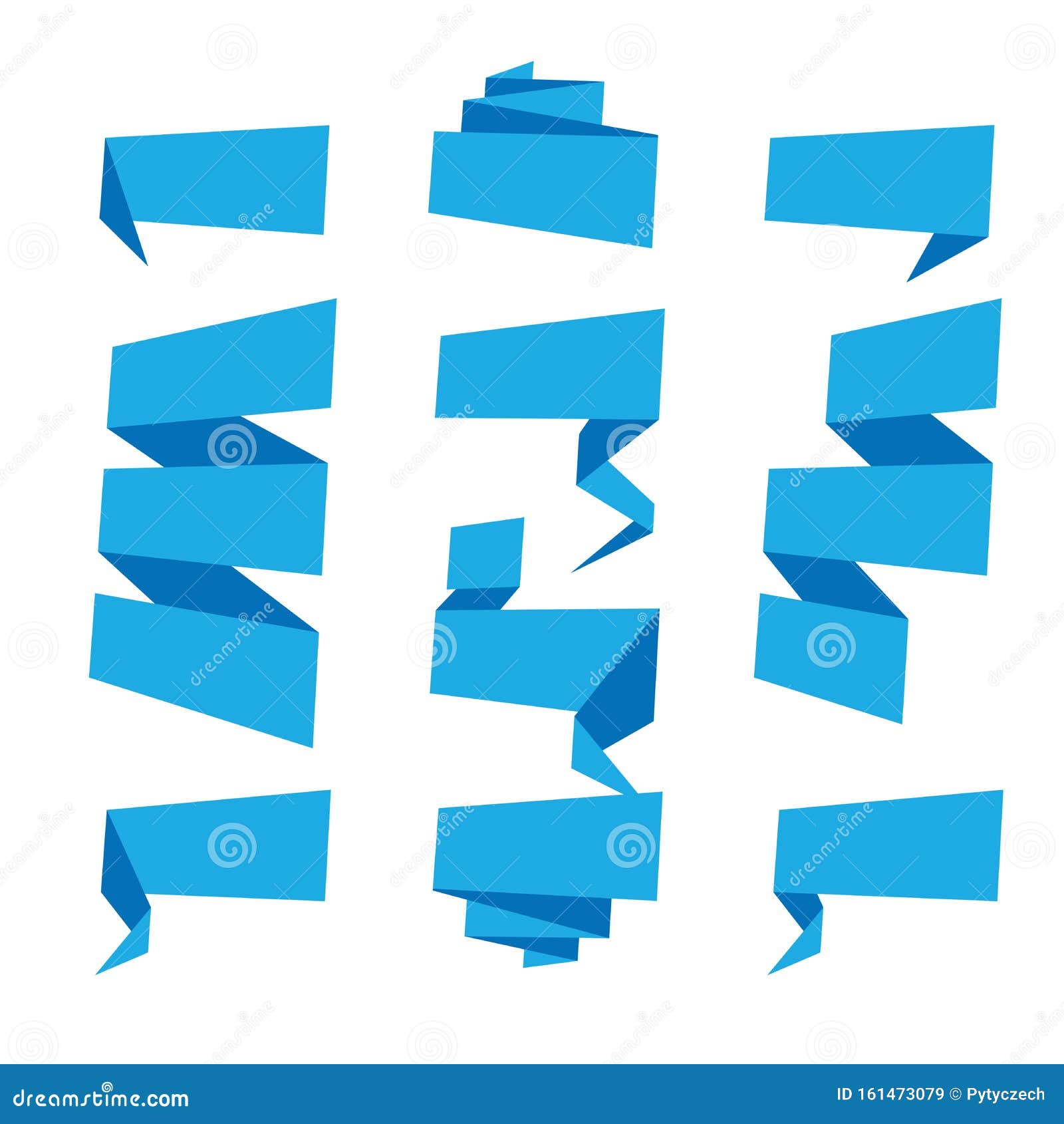 Folded Ribbon Banner Set. Collection of Blue Label Templates Stock ...