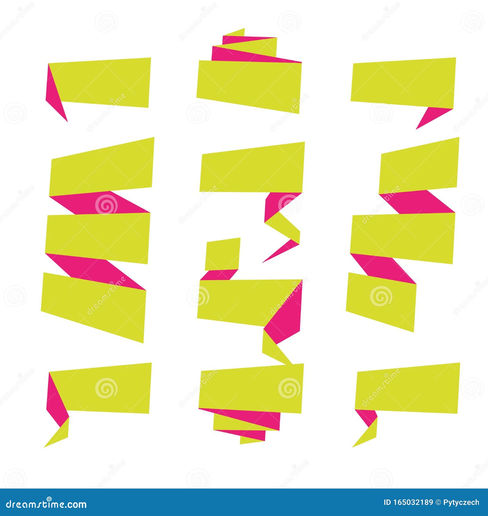 Folded Ribbon Banner Set. Collection of Label Templates Stock Vector ...