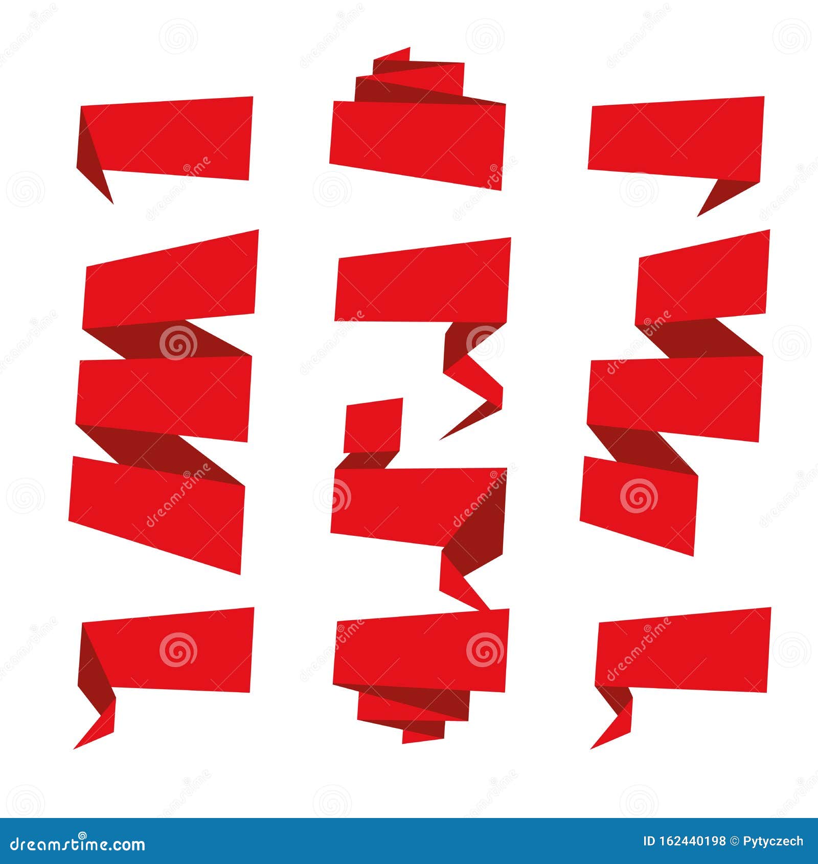 Folded Ribbon Banner Set. Collection of Red Label Templates Stock ...