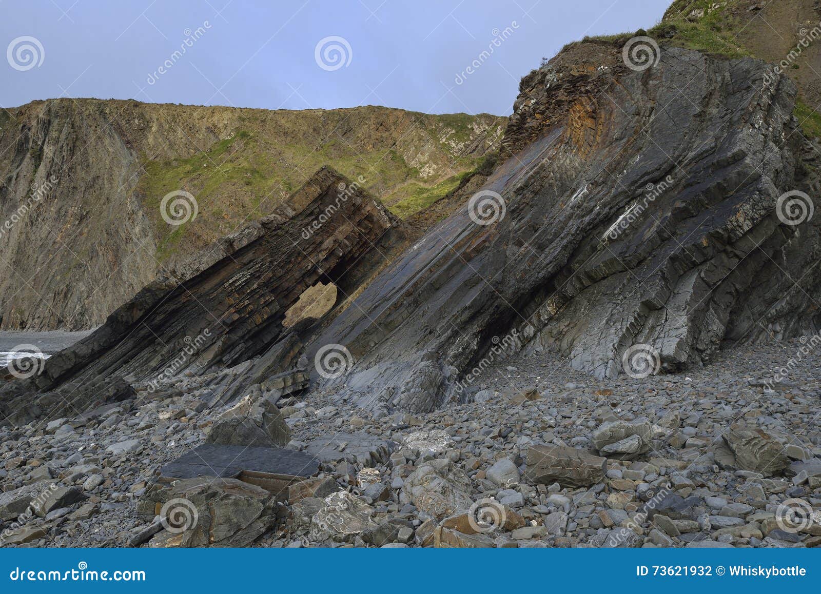 Folded Rock Strata of Broad Beach Stock Photo - Image of hard, geology ...