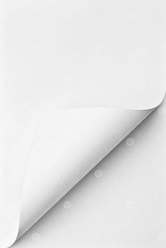 Folded Sheet of Paper with Curled Corner Stock Image - Image of open ...