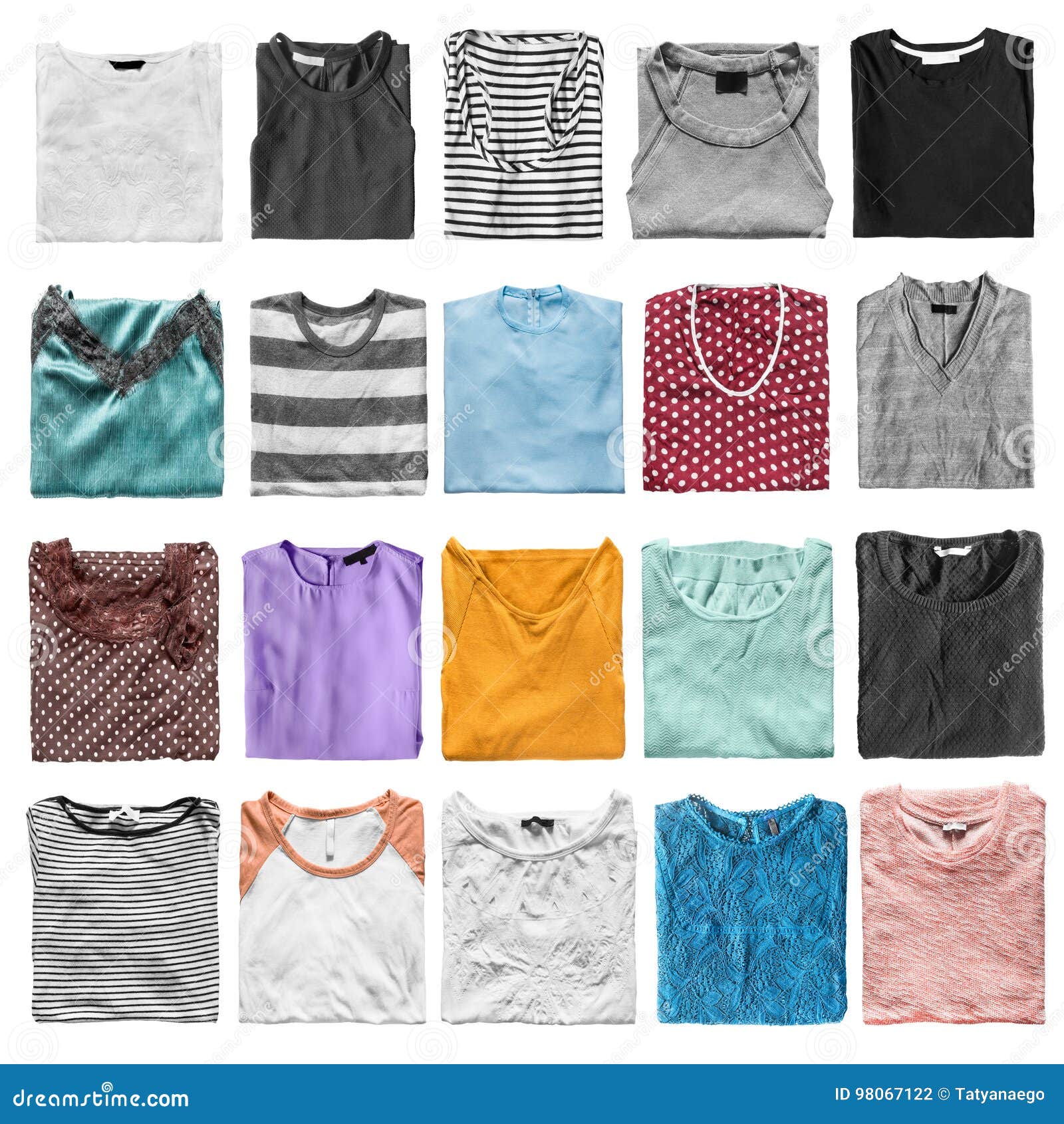 Folded shirts isolated stock photo. Image of linen, concept - 98067122
