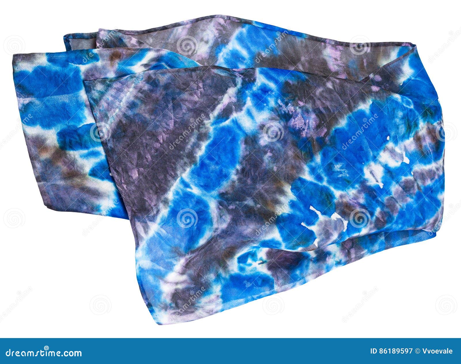 Folded Silk Scarf with Abstract Blue Pattern Stock Image - Image of ...