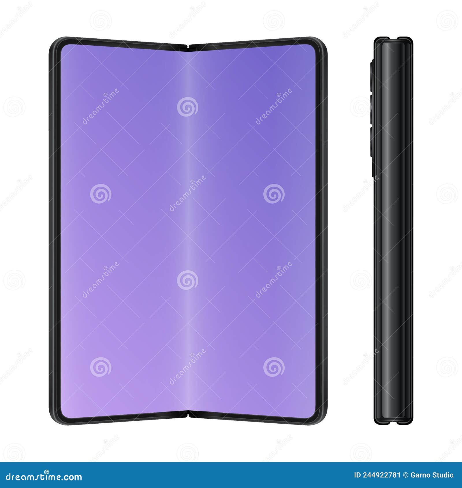 Folded Smartphone Mockup. Open and Closed View Stock Vector ...