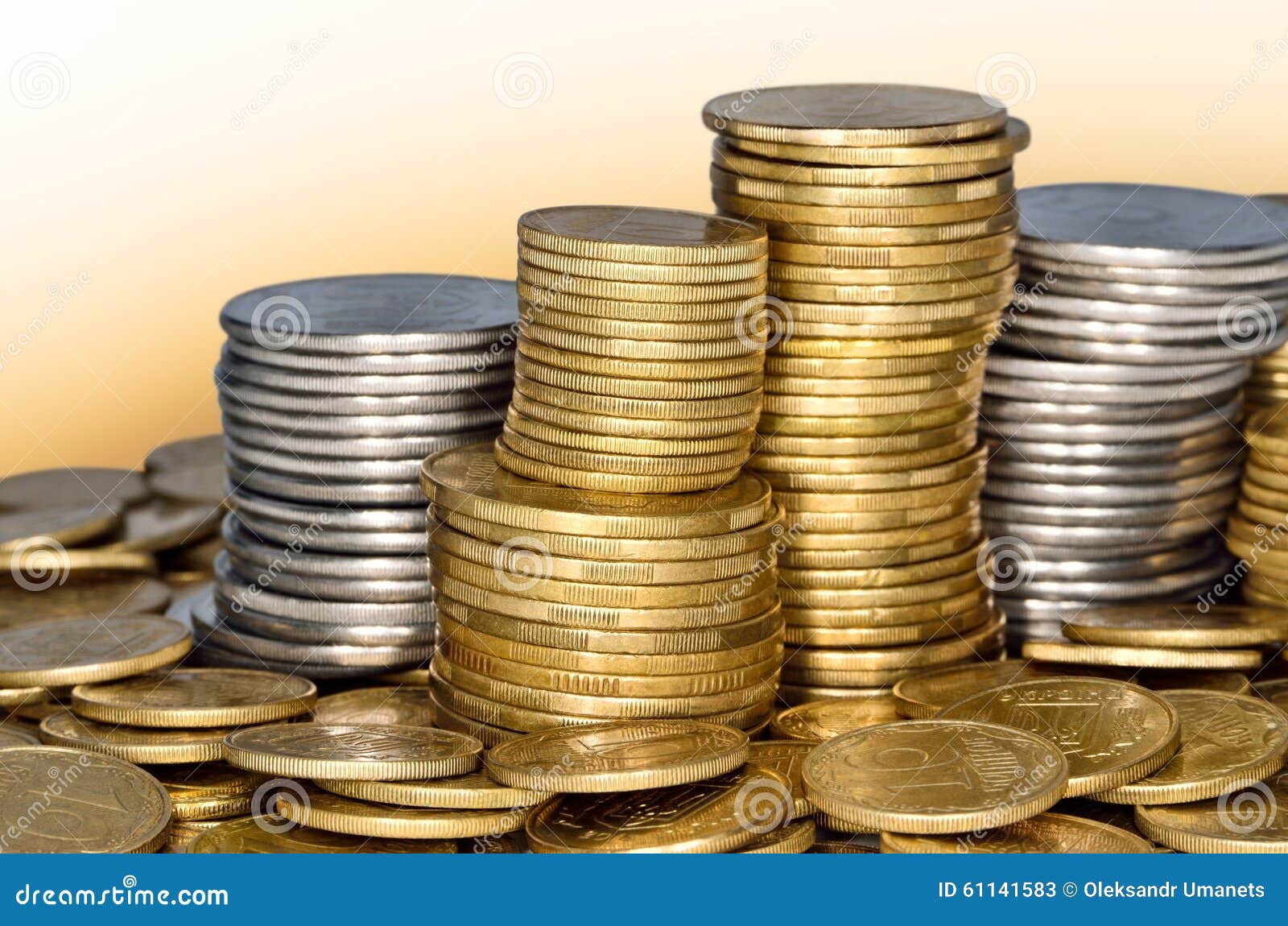 Folded Stack of Coins of Yellow and White Metal Stock Image - Image of ...