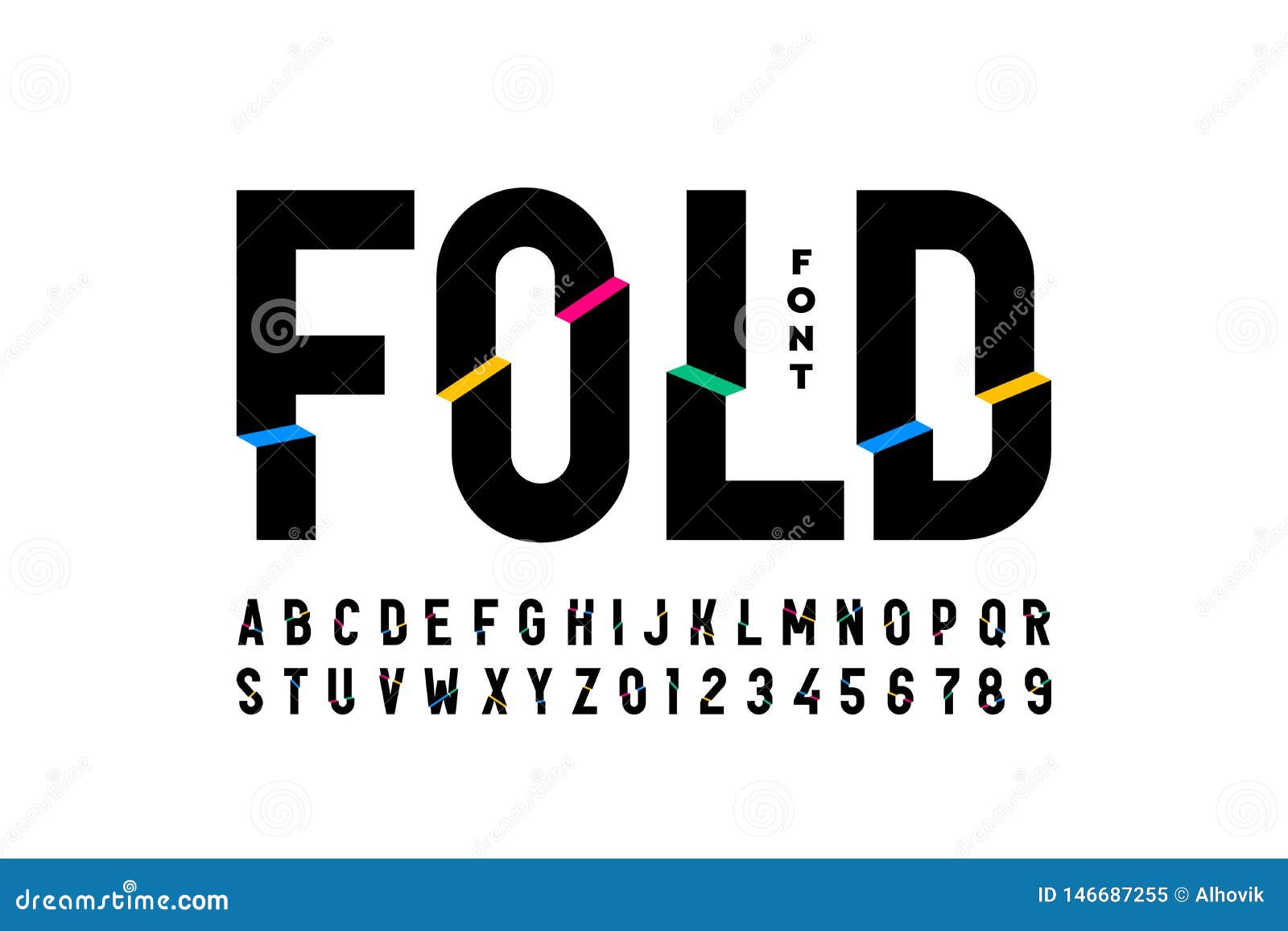 Folded style colorful font stock vector. Illustration of font - 146687255