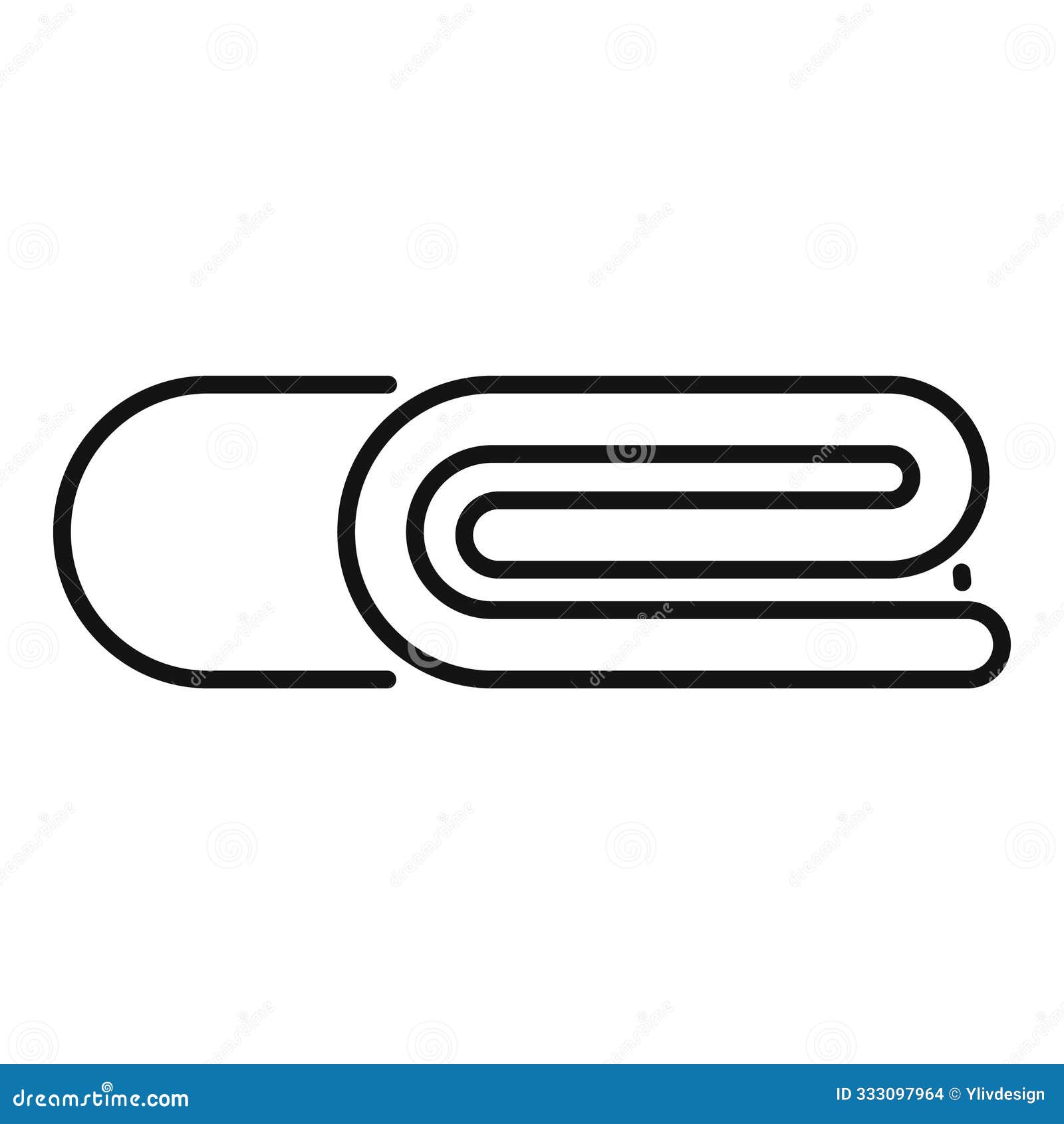 Folded Towel Or Cloth. Stack Of Fabric. Line Drawing. Isolated Cartoon ...