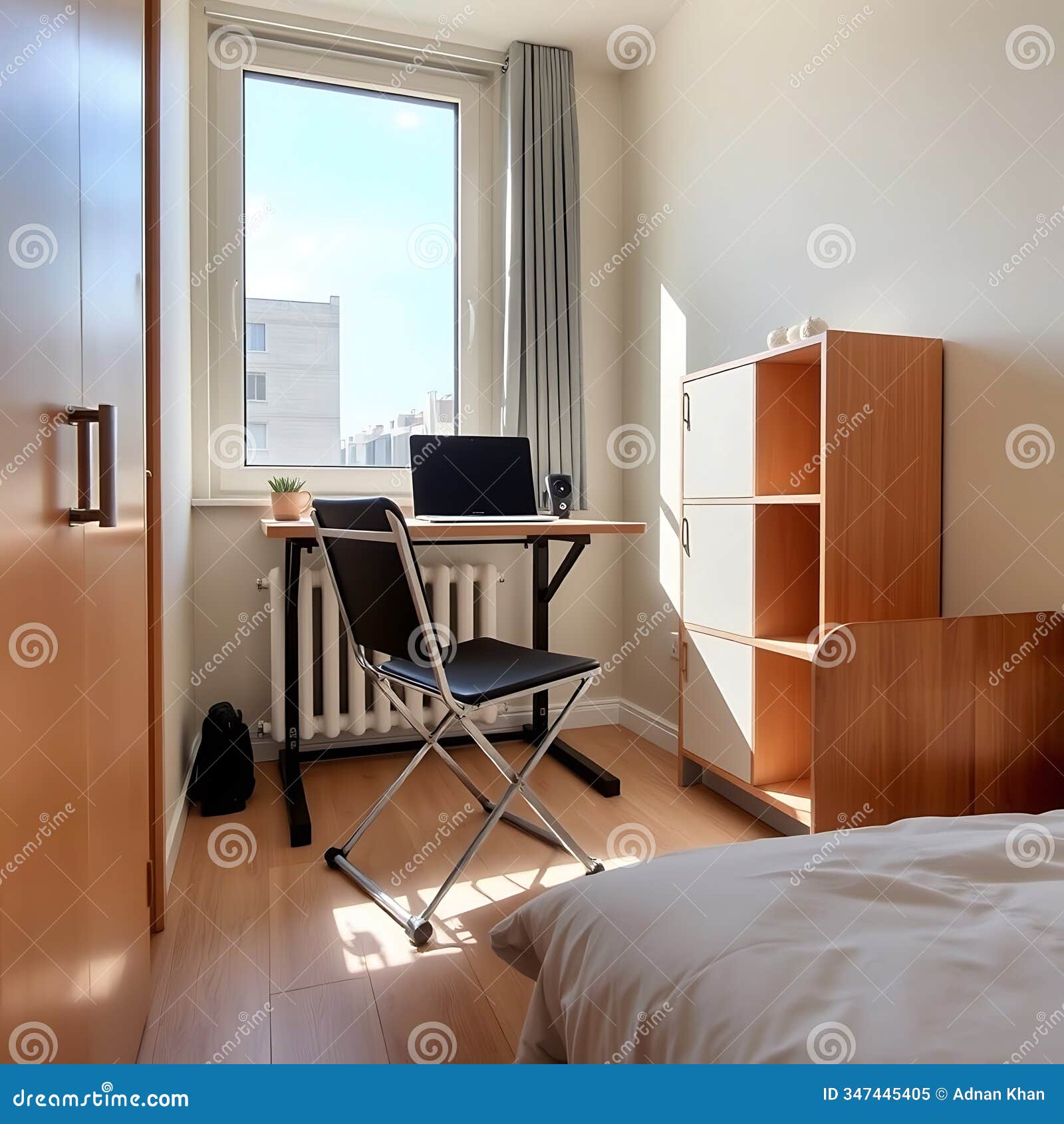 Folded Up Folding Desk And Chair In A Compact Studio Apartment With A ...