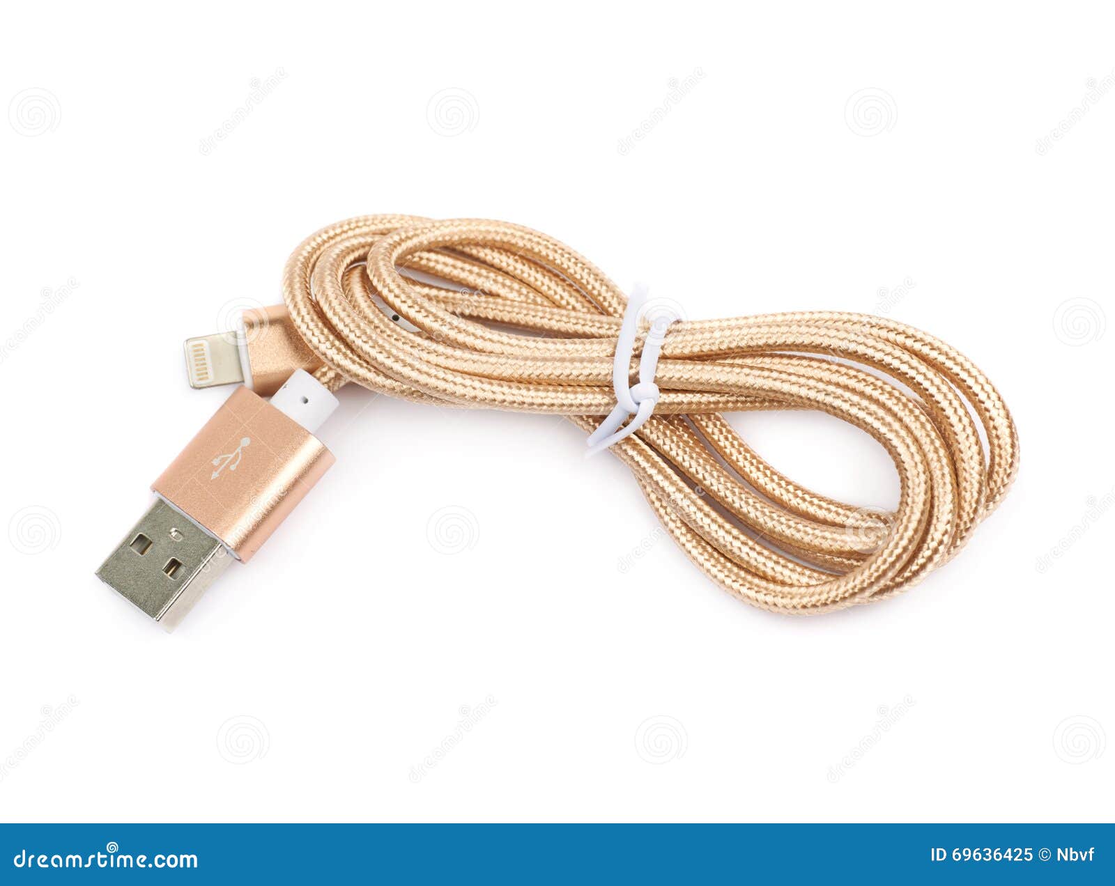 Folded USB Lightning Cable Isolated Stock Image - Image of white ...