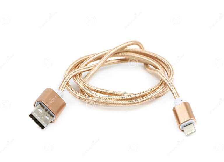 Folded USB Lightning Cable Isolated Stock Image - Image of white ...