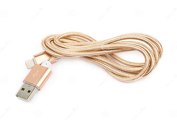 Folded USB Lightning Cable Isolated Stock Photo - Image of color ...