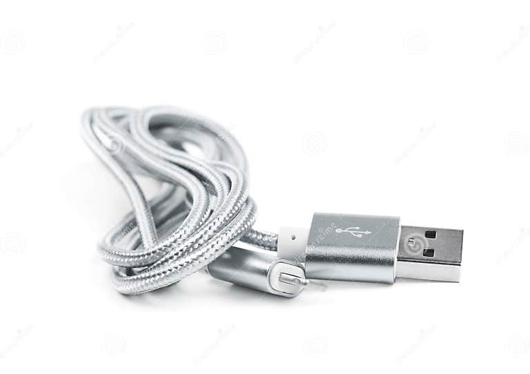 Folded USB Lightning Cable Isolated Stock Image - Image of white ...