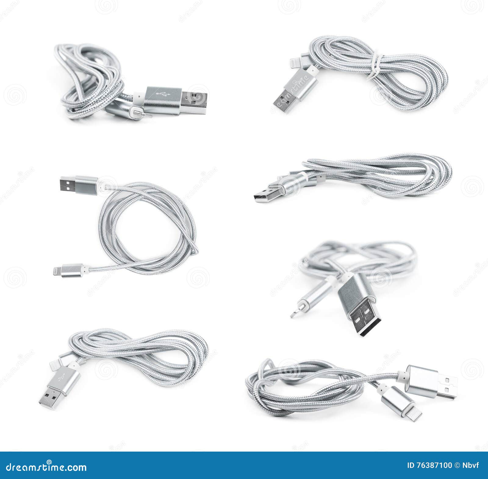 Folded USB Lightning Cable Isolated Stock Photo - Image of closeup ...