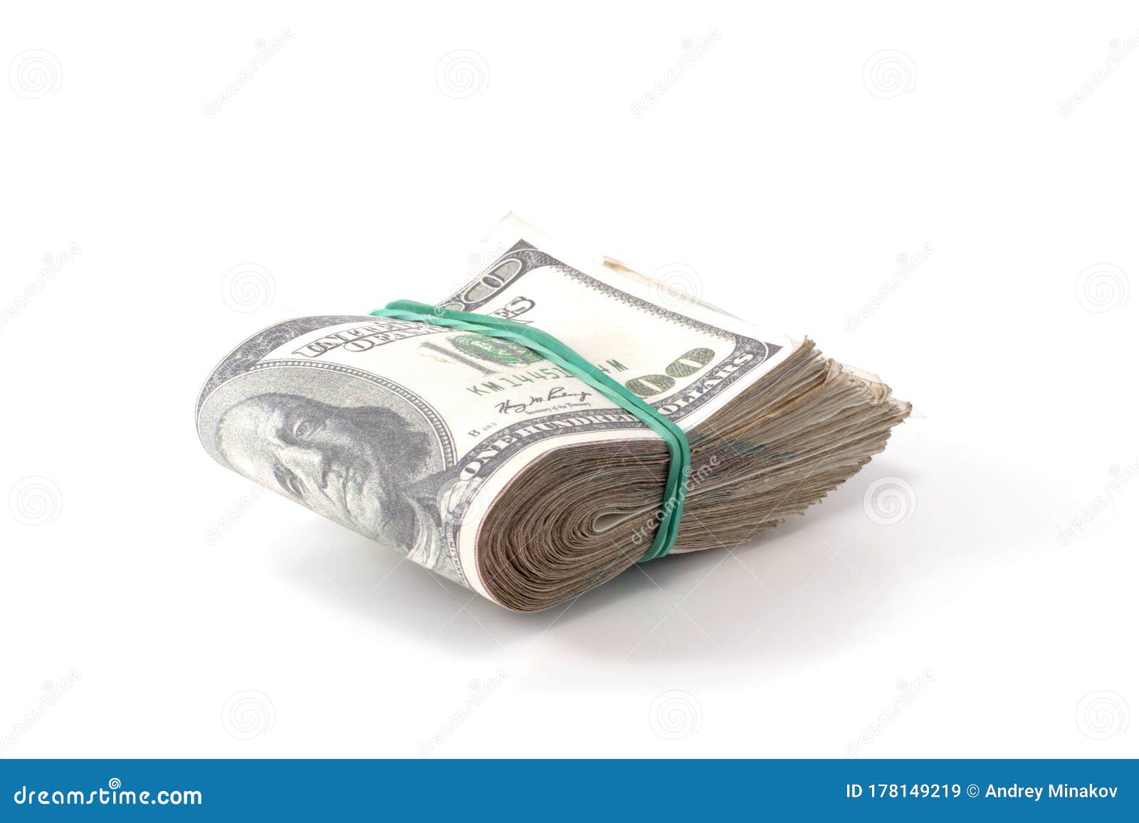 Folded Wad of Money Isolated Stock Image - Image of banking, investment ...