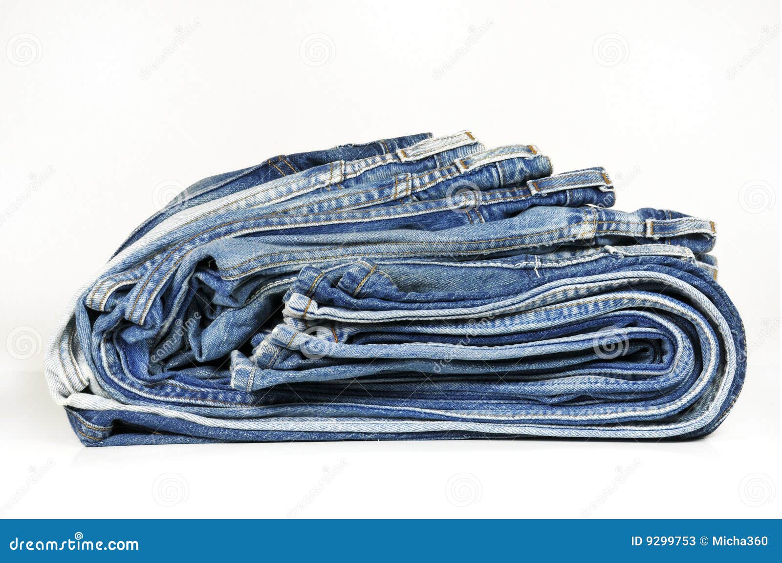 Folded Washed-out Blue Jeans Stock Image - Image of style, closeup: 9299753