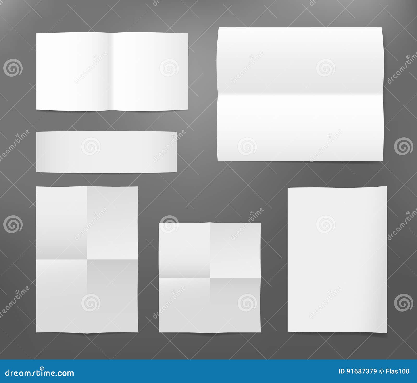 Folded White Paper Flyer, Letter, Brochure, Leaflet With Shadow On Dark ...