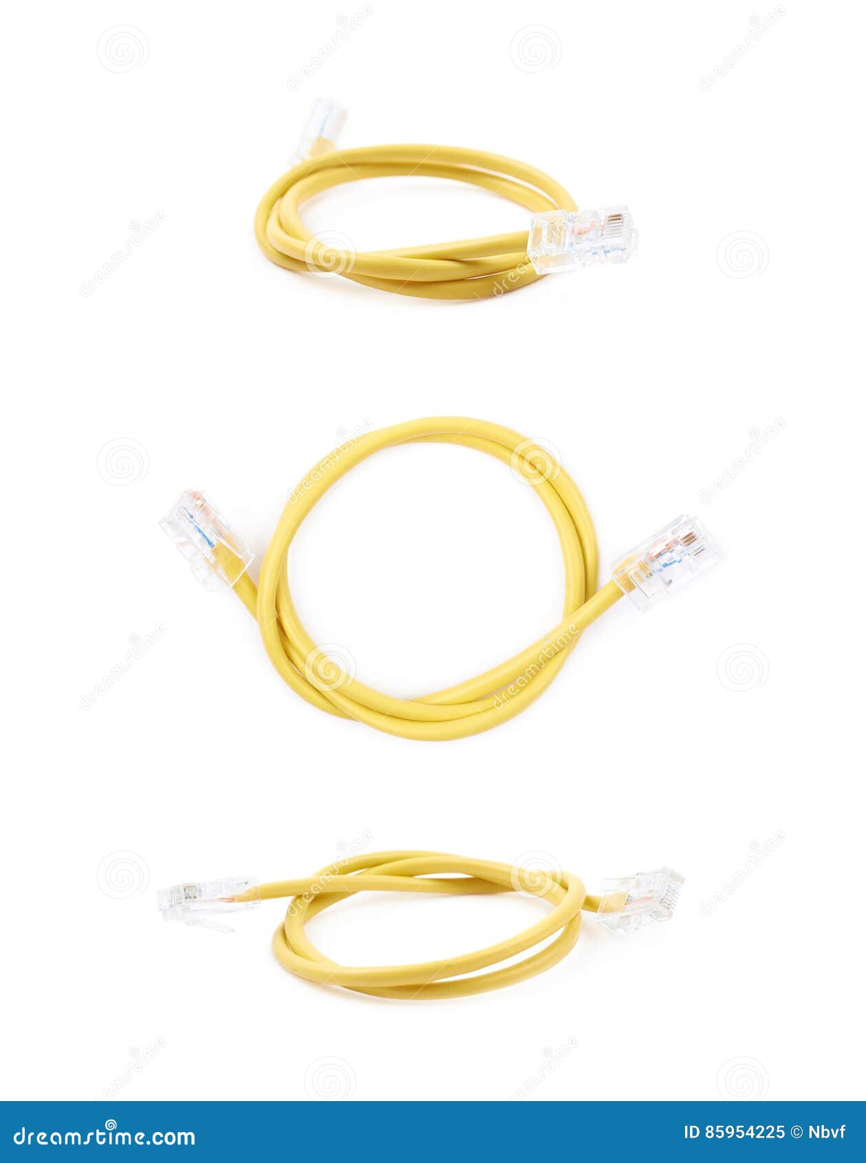 Folded Yellow Ethernet Cable Isolated Stock Image - Image of closeup ...