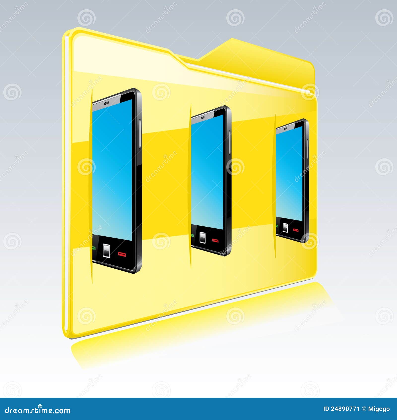 Folder with Abstract Touchscreen Smart Phone Stock Illustration ...