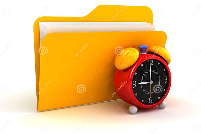 Folder and alarm clock stock illustration. Illustration of icon - 34400564