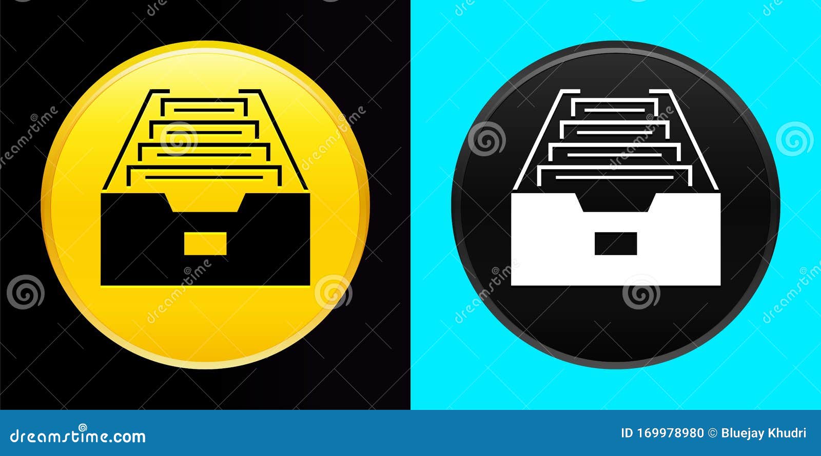 Folder Archive Cabinet Icon Flat Exclusive Button Set Stock Vector ...