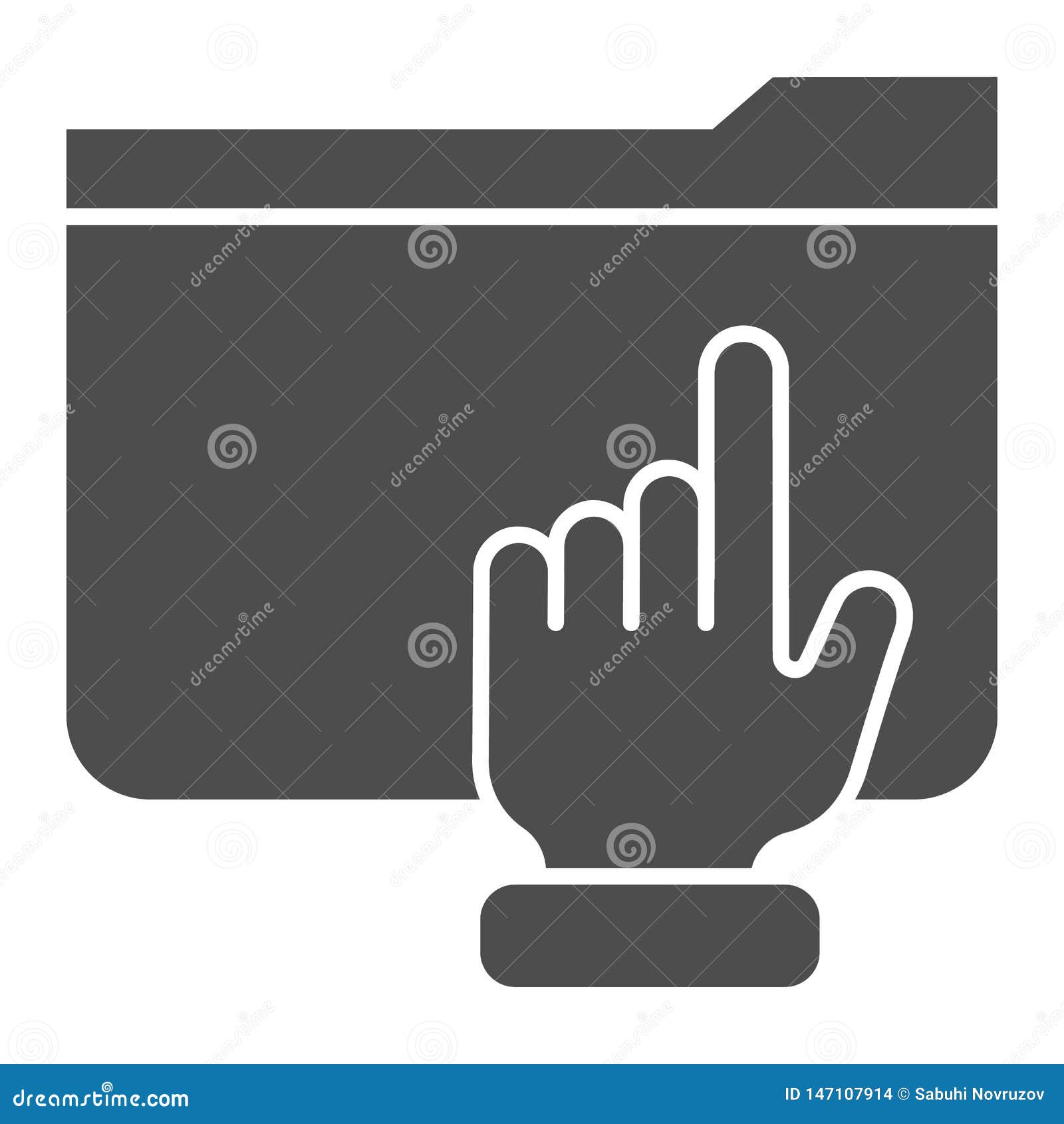 Folder with Arm Solid Icon. Hand on Folder Vector Illustration Isolated ...