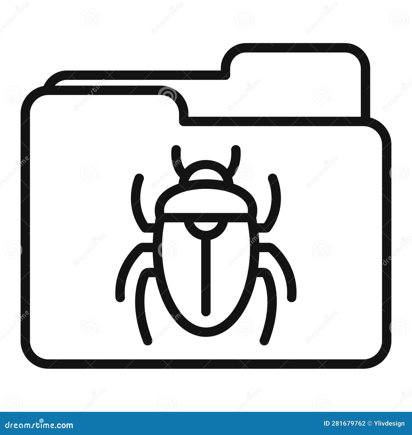 Folder Bug Icon Outline Vector. Fraud Alert Stock Illustration ...