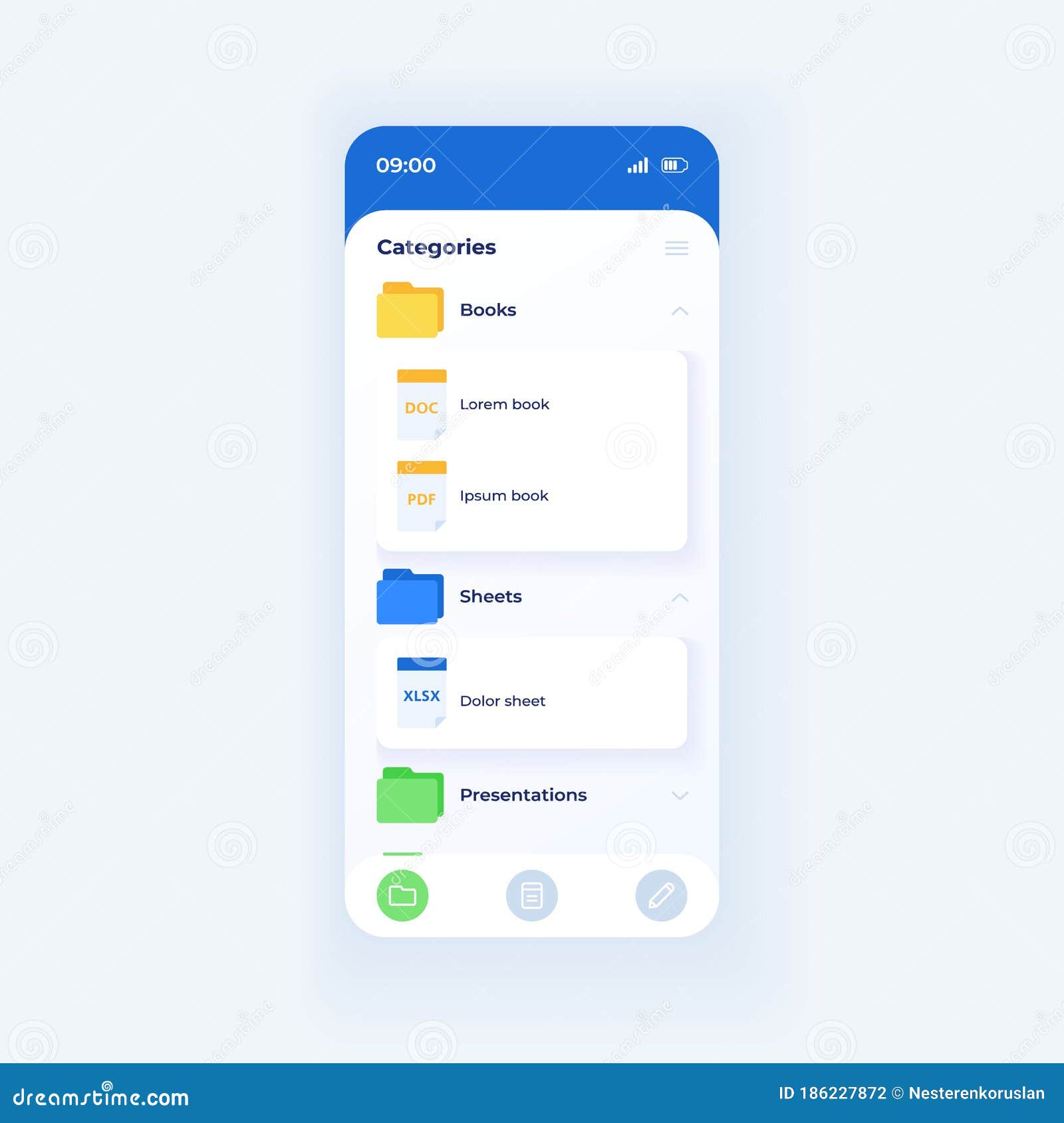 Folder Catalog for Work Smartphone Interface Vector Template Stock ...