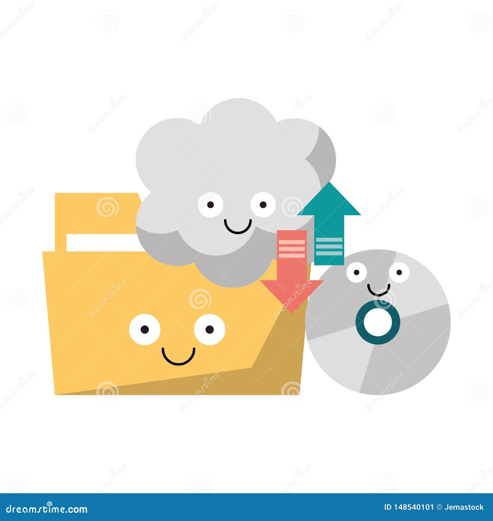 Folder and Cd Rom with Cloud Computing Vector Illustration Stock Vector ...