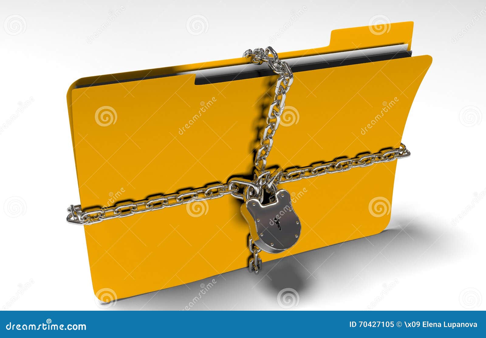 Folder With Chain And Padlock Hidden Data Security 3d Render Stock