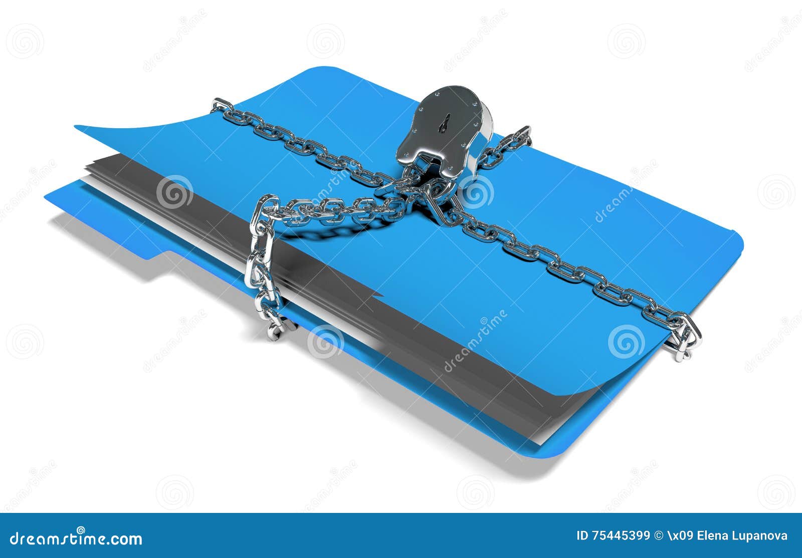 Folder With Chain And Padlock Hidden Data Security 3d Render Stock