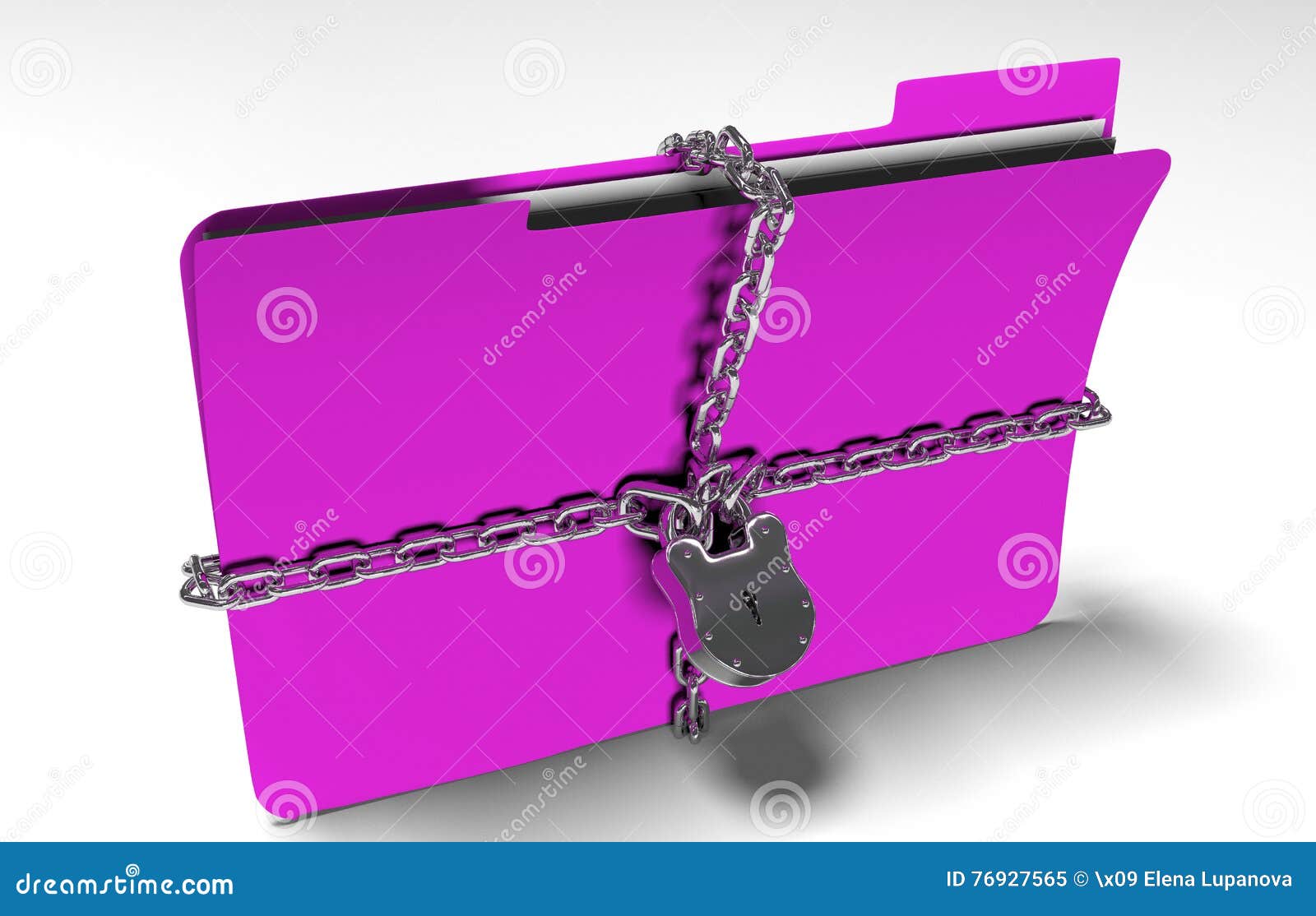 Folder With Chain And Padlock Hidden Data Security 3d Render Stock