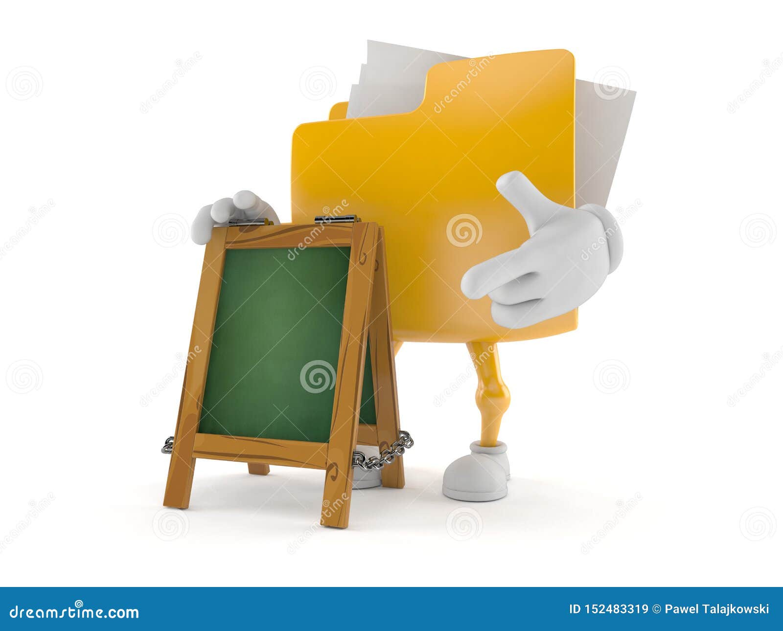 Folder Character with Chalk Signboard Stock Illustration - Illustration ...