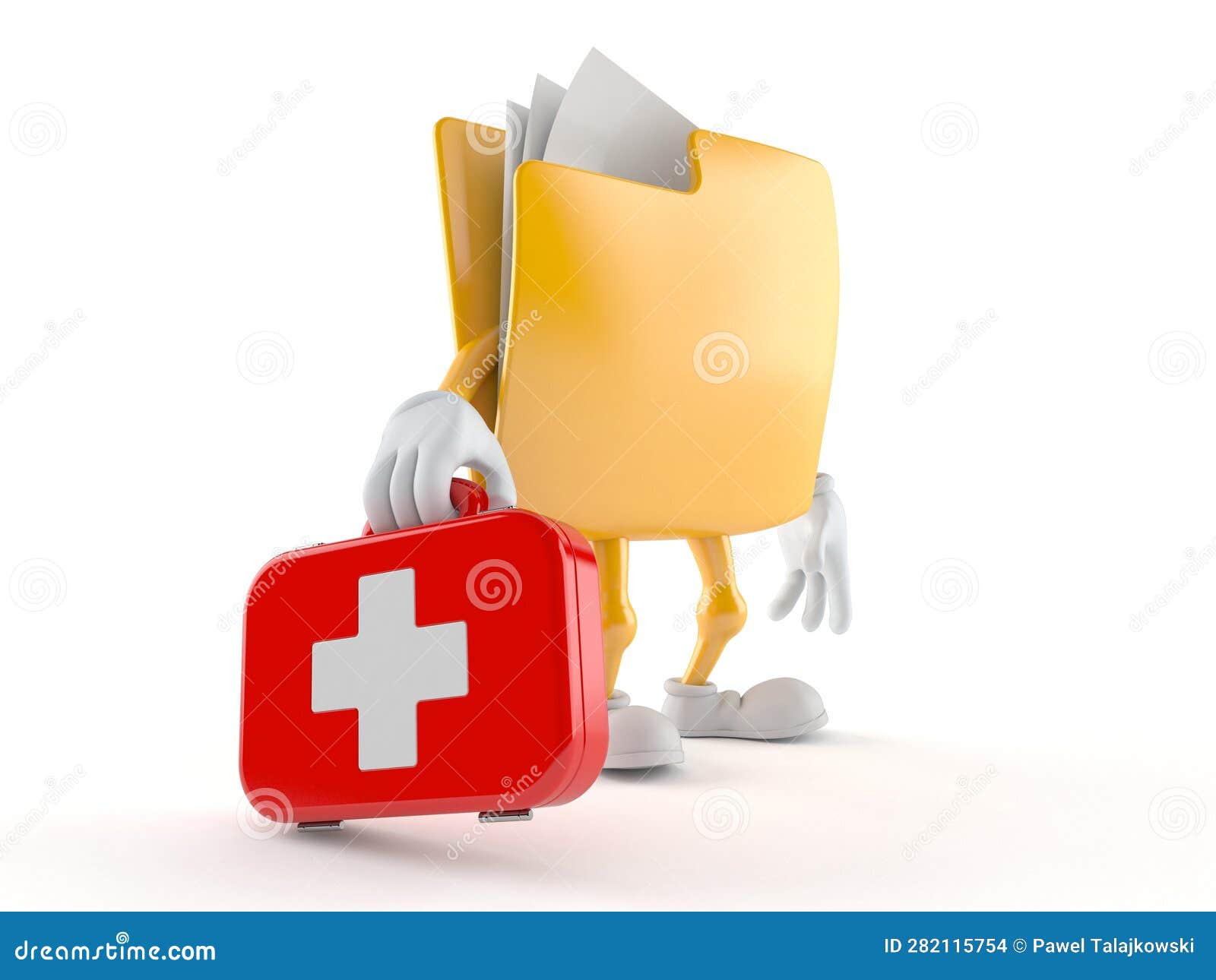 Folder Character Holding First Aid Kit Stock Illustration ...