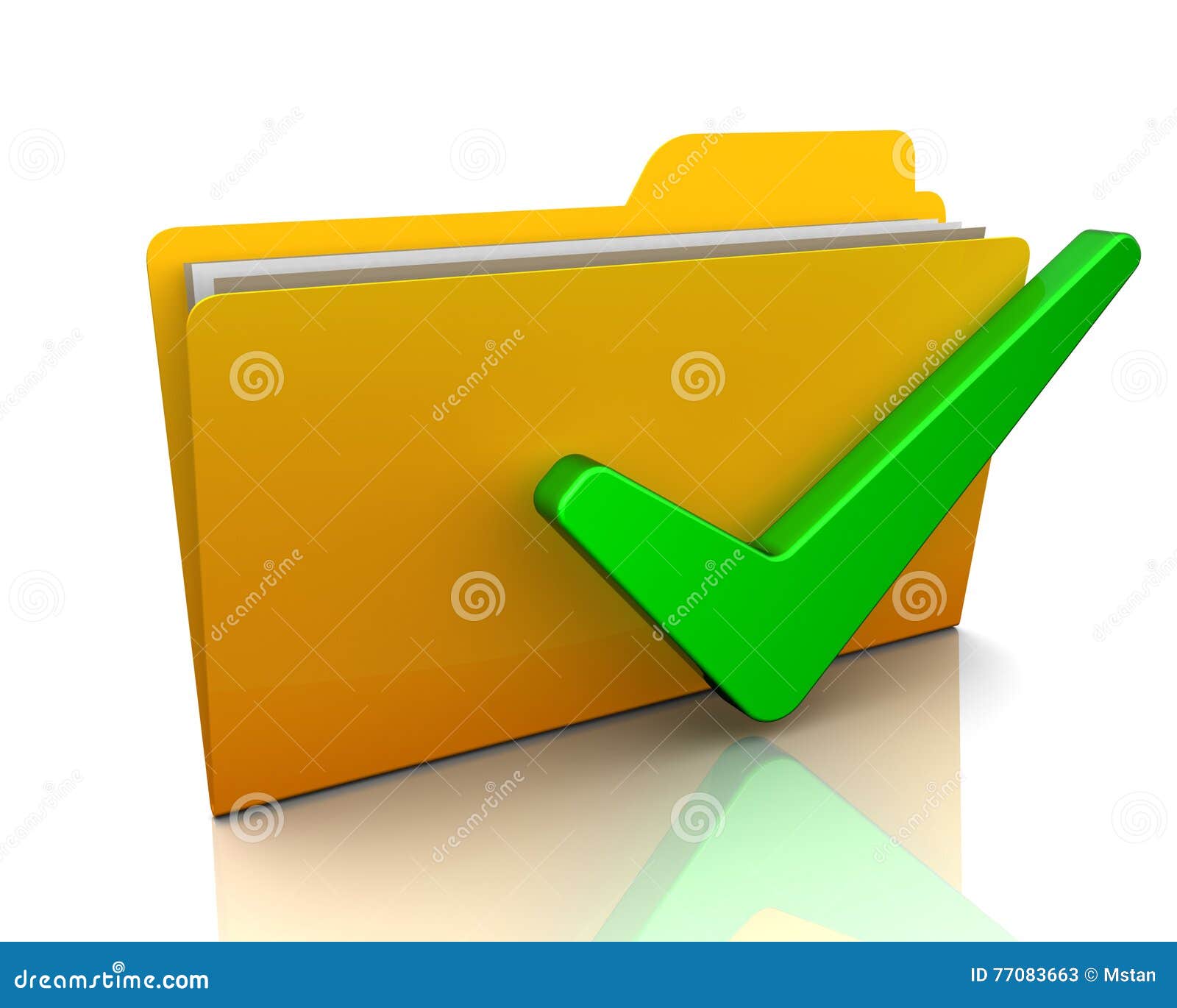 Folder and Check Mark Concept 3d Illustration Stock Illustration ...