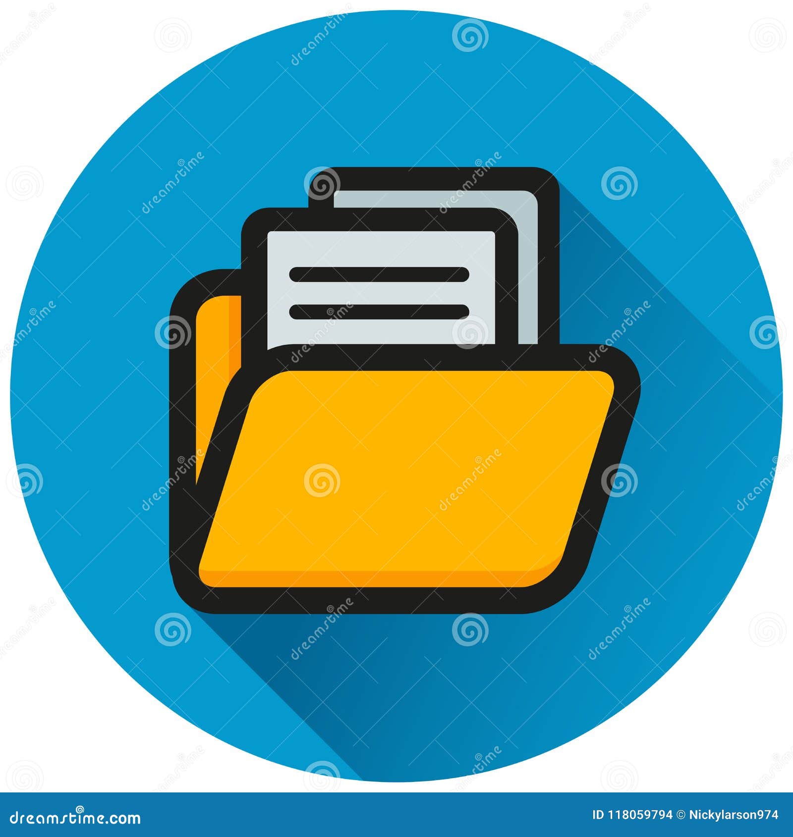 Folder Circle Blue Icon Concept Stock Vector - Illustration of open ...