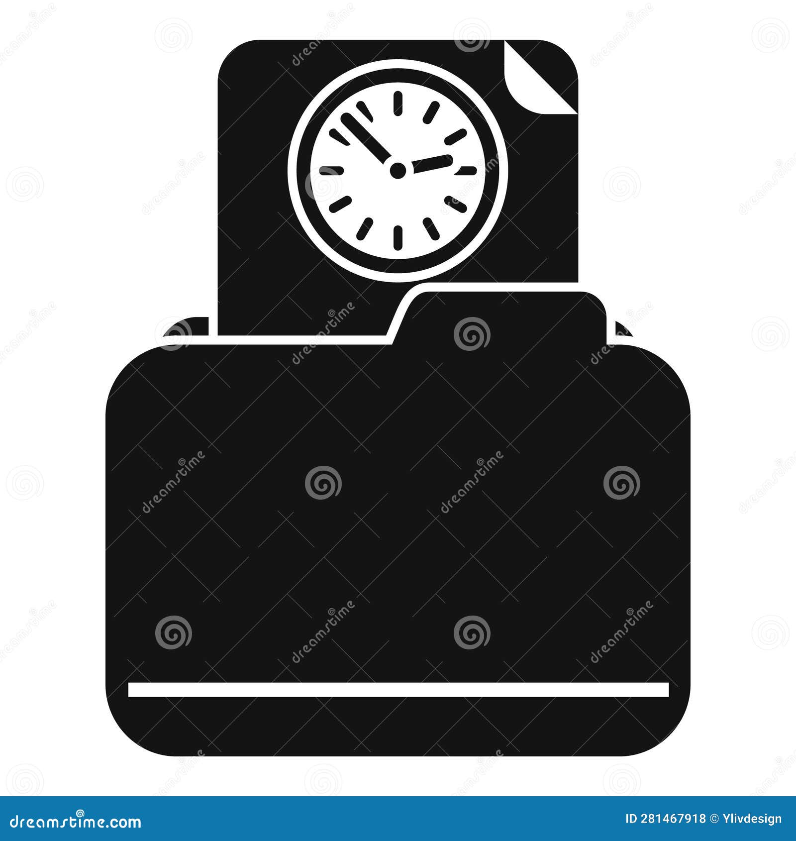 Folder Clock Icon Simple . Work Control Stock Illustration ...