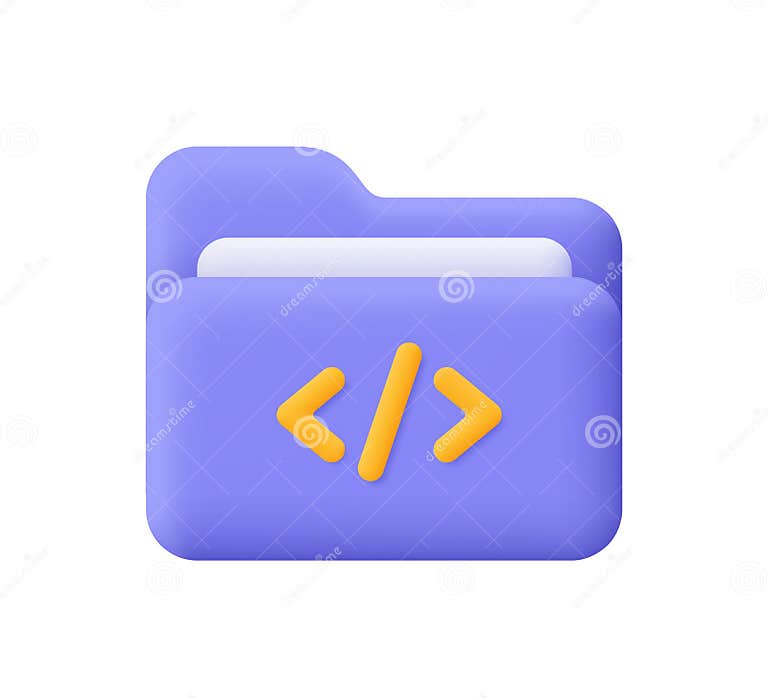 Folder with Code Symbol. Web Development, Coding and Programming Concept. 3d Vector Icon Stock ...