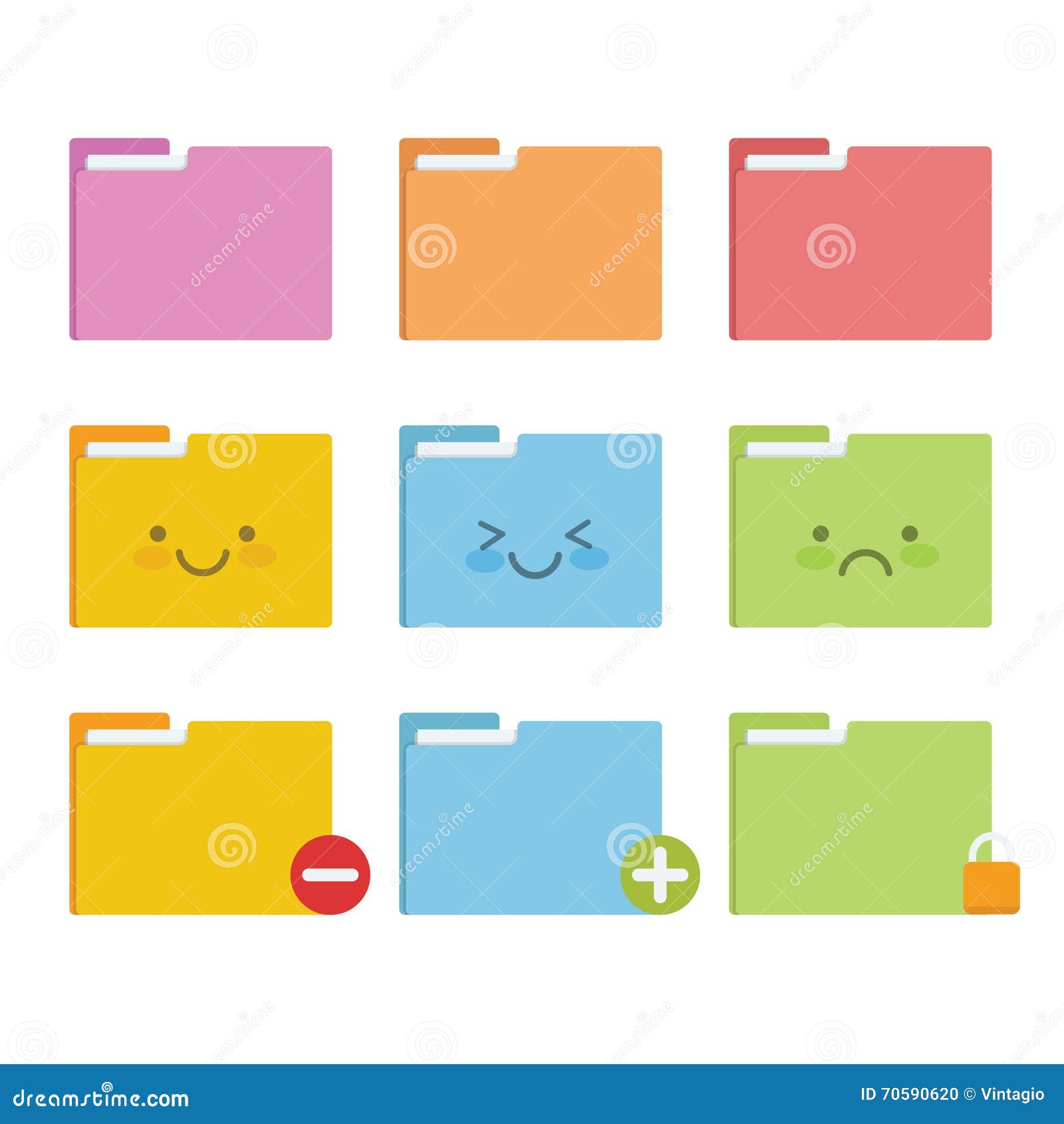 Folder Collection stock vector. Illustration of pink - 70590620