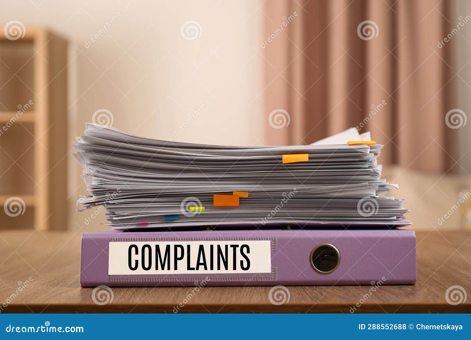 Folder with Complaints Label and Documents on Office Desk Stock Photo ...