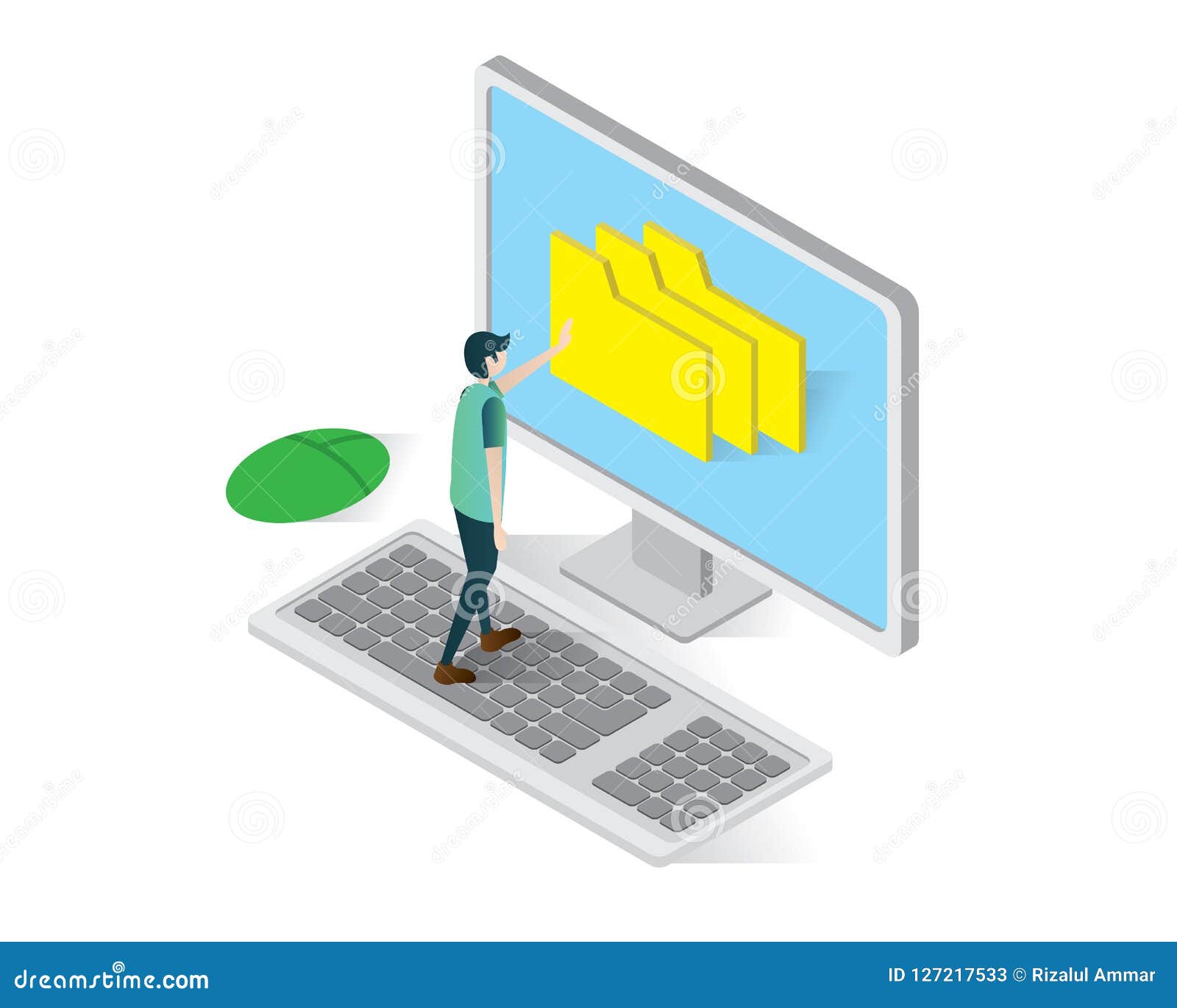 Folder on Computer Isometric Icons Concept,computer Illustration Vector ...