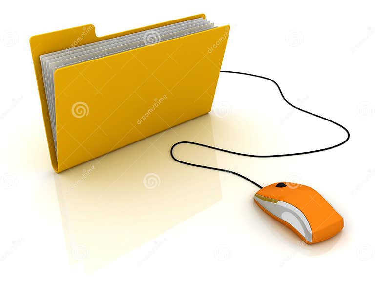 Folder with computer mouse stock illustration. Illustration of ...