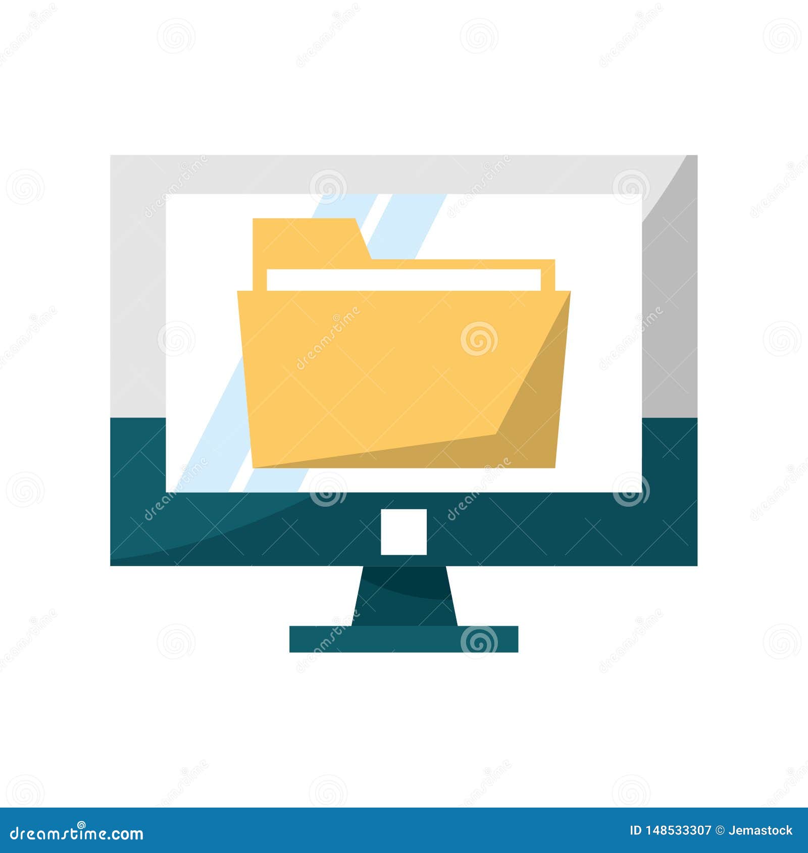 Folder on Computer Screen Symbol Vector Illustration Stock Vector ...