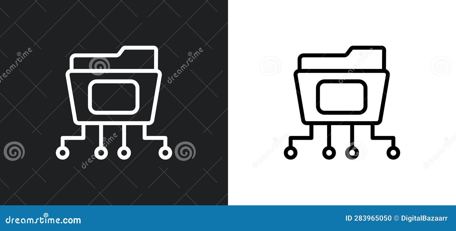 Folder Connected Circuit Vector Icon On White Background. Flat Vector ...