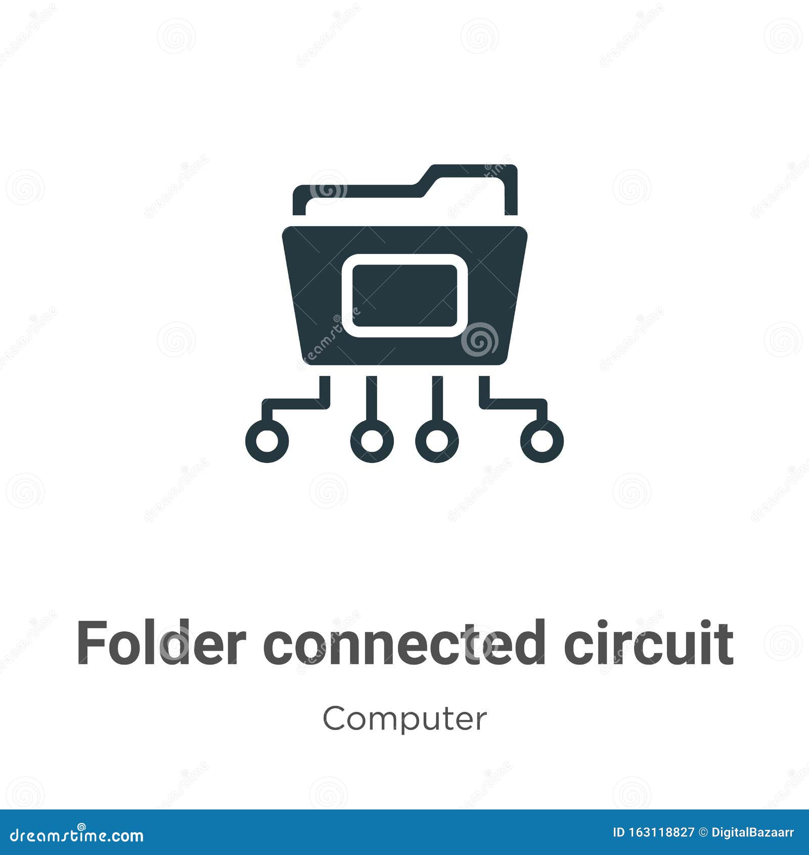 Folder Connected Circuit Vector Icon On White Background. Flat Vector ...