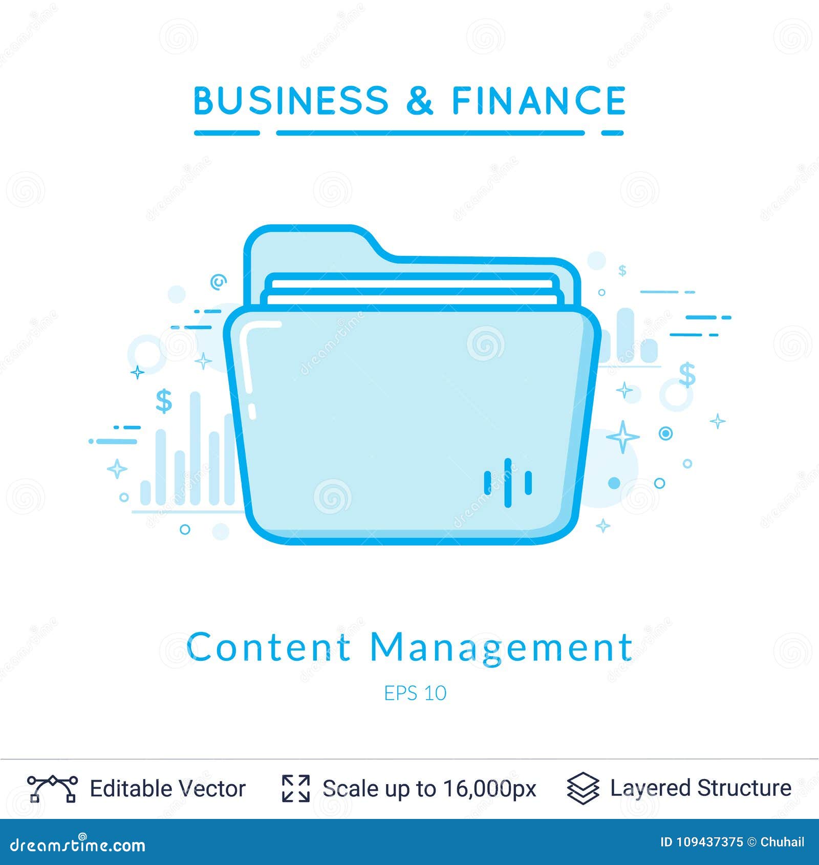 Folder Content Management Symbol on White. Stock Vector - Illustration ...